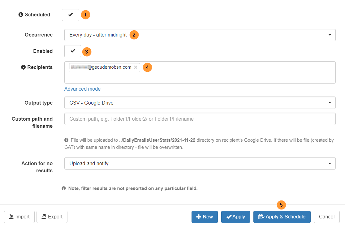 Schedule report for Email activity within Google Workspace domain - GAT Knowledge Base
