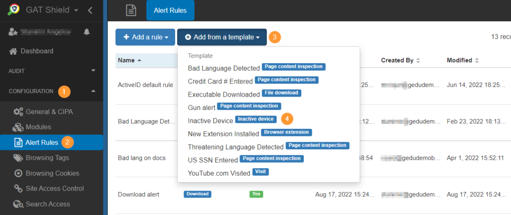 Create Alerts for Inactive Devices