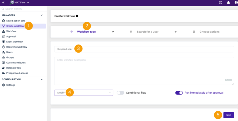 Suspend user(s) in Google Workspace via GAT Flow