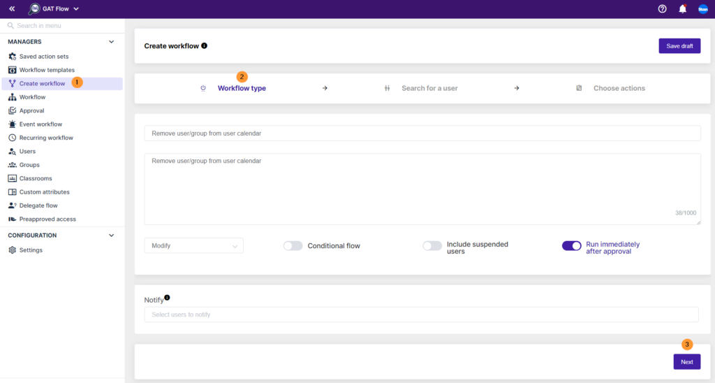 Remove Users and Groups from the User's Calendar with GAT Flow