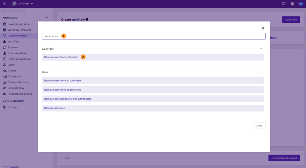 Remove Users and Groups from the User's Calendar with GAT Flow
