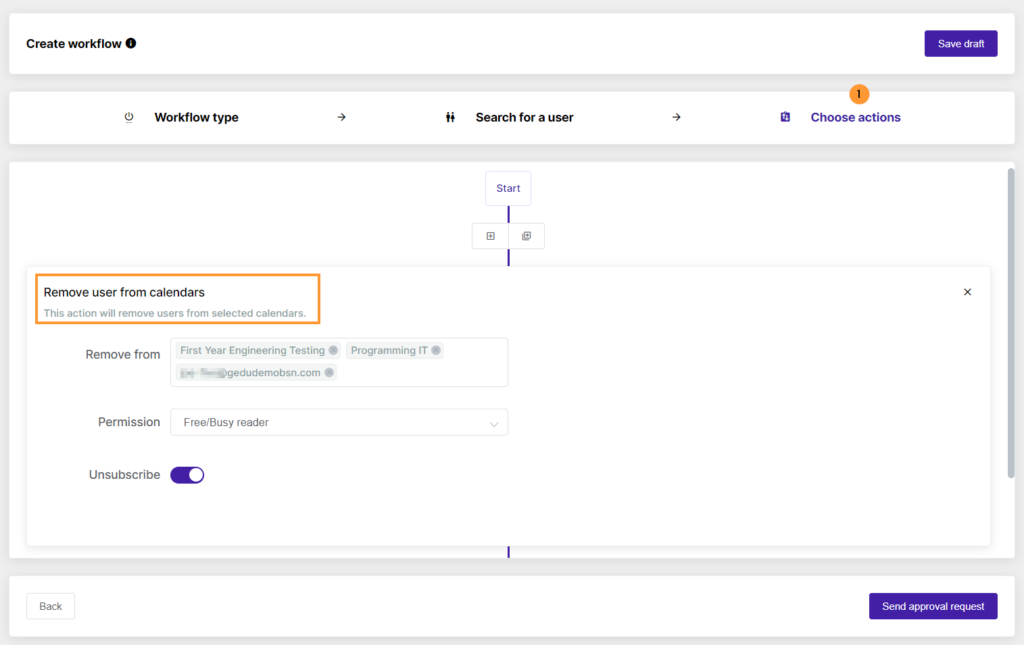 Remove Users and Groups from the User's Calendar with GAT Flow
